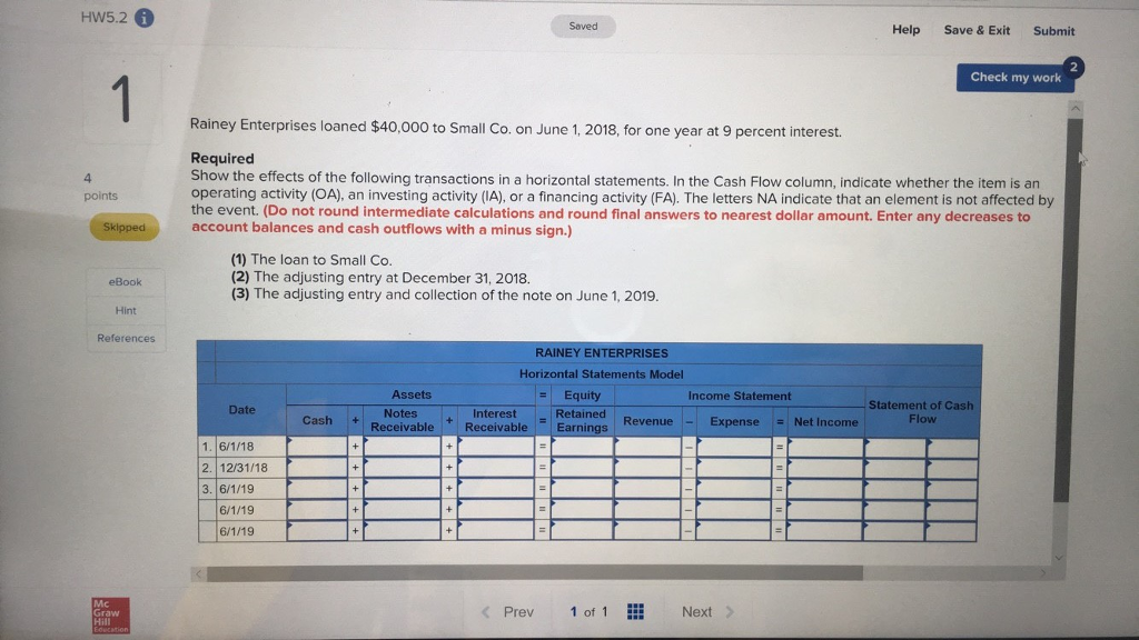 Solved Saved Help Save & Exit Submit 2 Check my work Rainey | Chegg.com