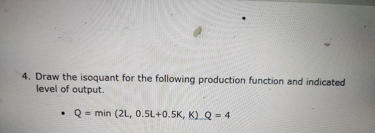 Solved 4. Draw the isoquant for the following production | Chegg.com