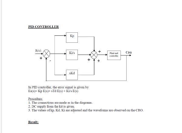 Solved feedback control system. Theory: PID controllers are | Chegg.com