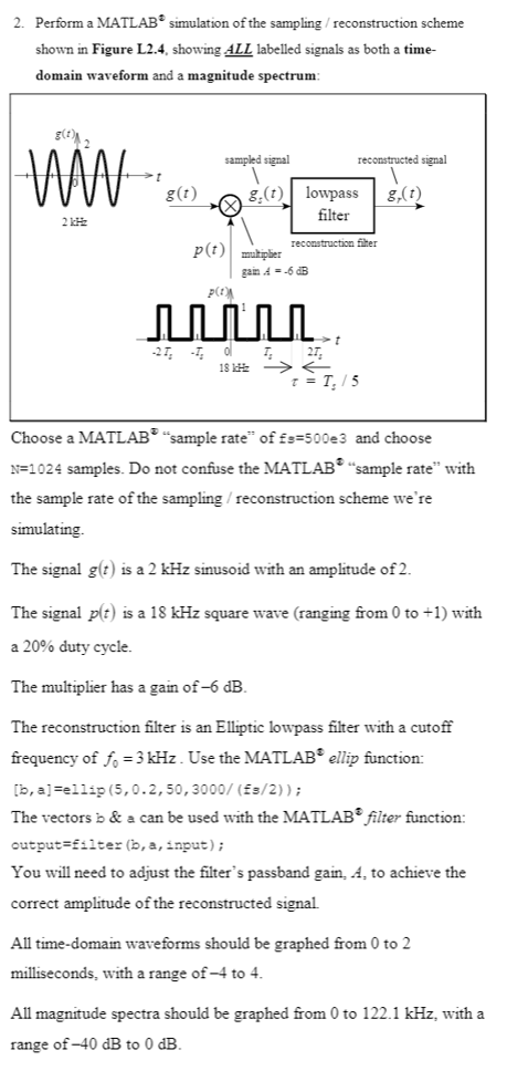 2. Perform a MATLAB simulation of the | Chegg.com