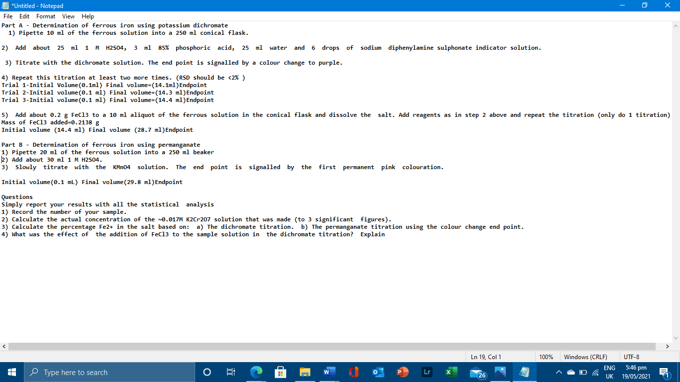 *Untitled - Notepad File Edit Format View Help Part A | Chegg.com