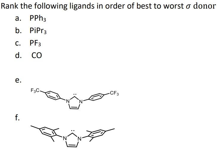 Solved Rank the following ligands in order of best to worst | Chegg.com