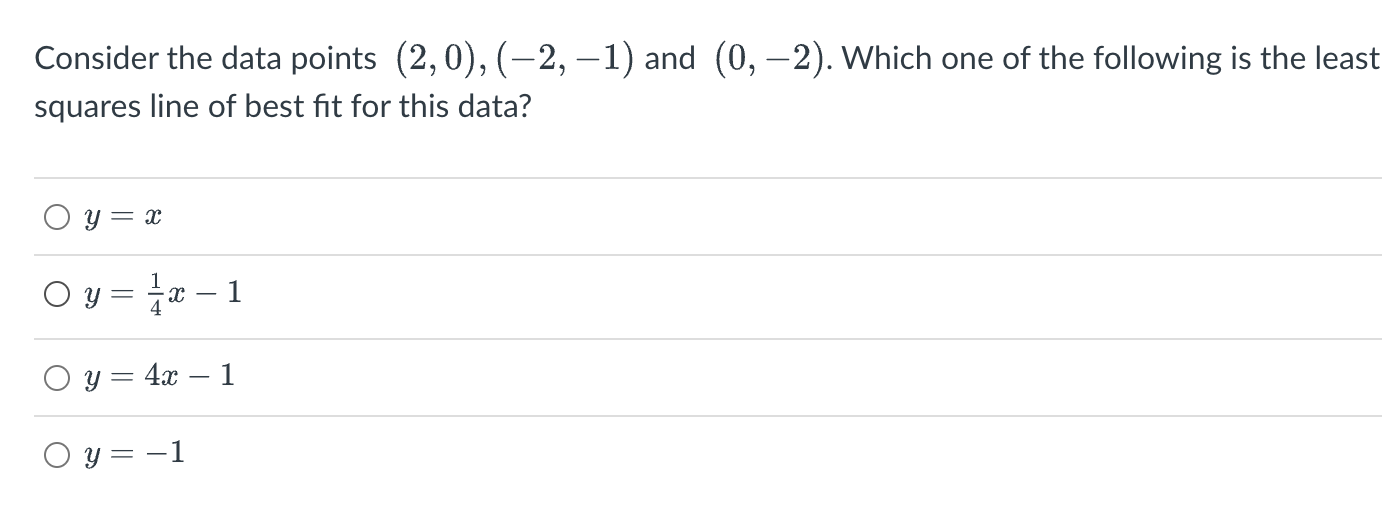 Solved Consider the data points (2,0),(−2,−1) and (0,−2). | Chegg.com