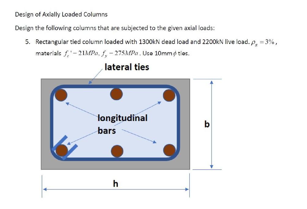 Solved Design of Axially Loaded Columns Design the following | Chegg.com