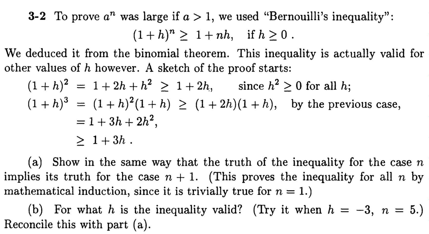 Solved (1+h)n≥1+nh, if h≥0 We deduced it from the binomial | Chegg.com