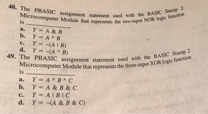 Solved 48. The PBASIC assignment Microcomputer Module that | Chegg.com