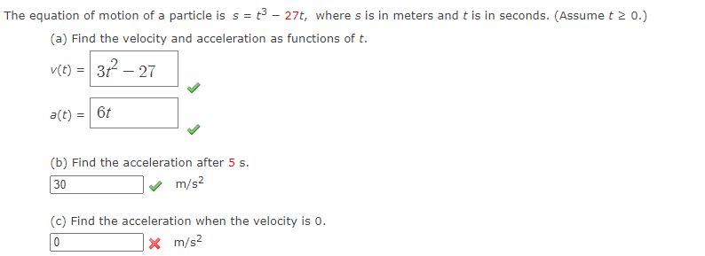 Solved The equation of motion of a particle is s = t3 - 27t, | Chegg.com