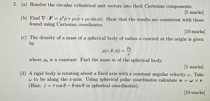Solved 2. (a) Resolve the circular cylindrical unit vectors | Chegg.com