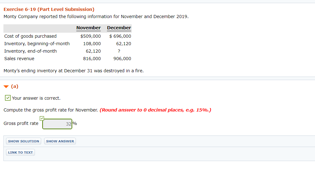 Solved Exercise 6-19 (Part Level Submission) Monty Company | Chegg.com