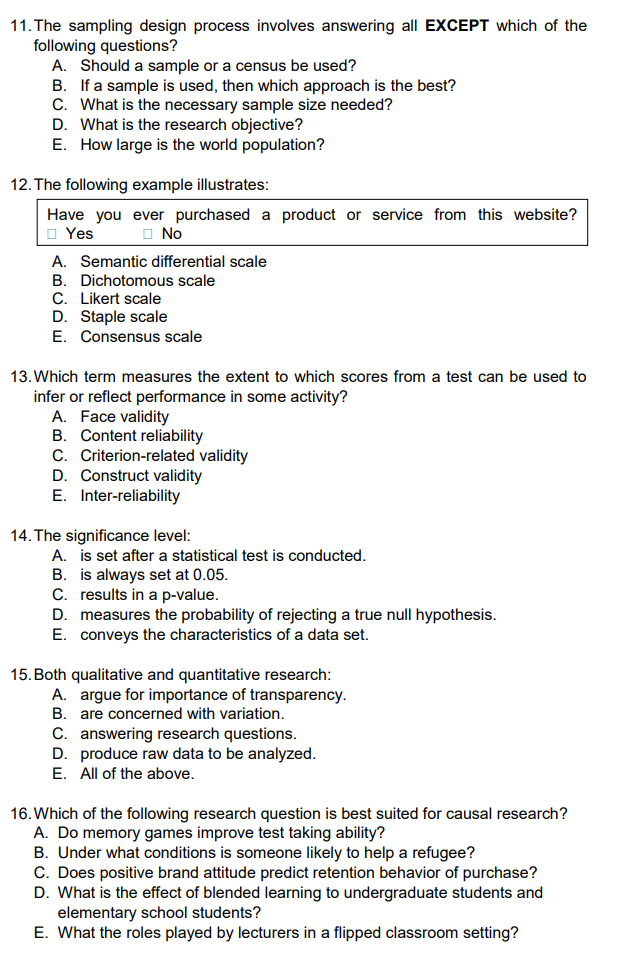 Solved 11. The sampling design process involves answering | Chegg.com