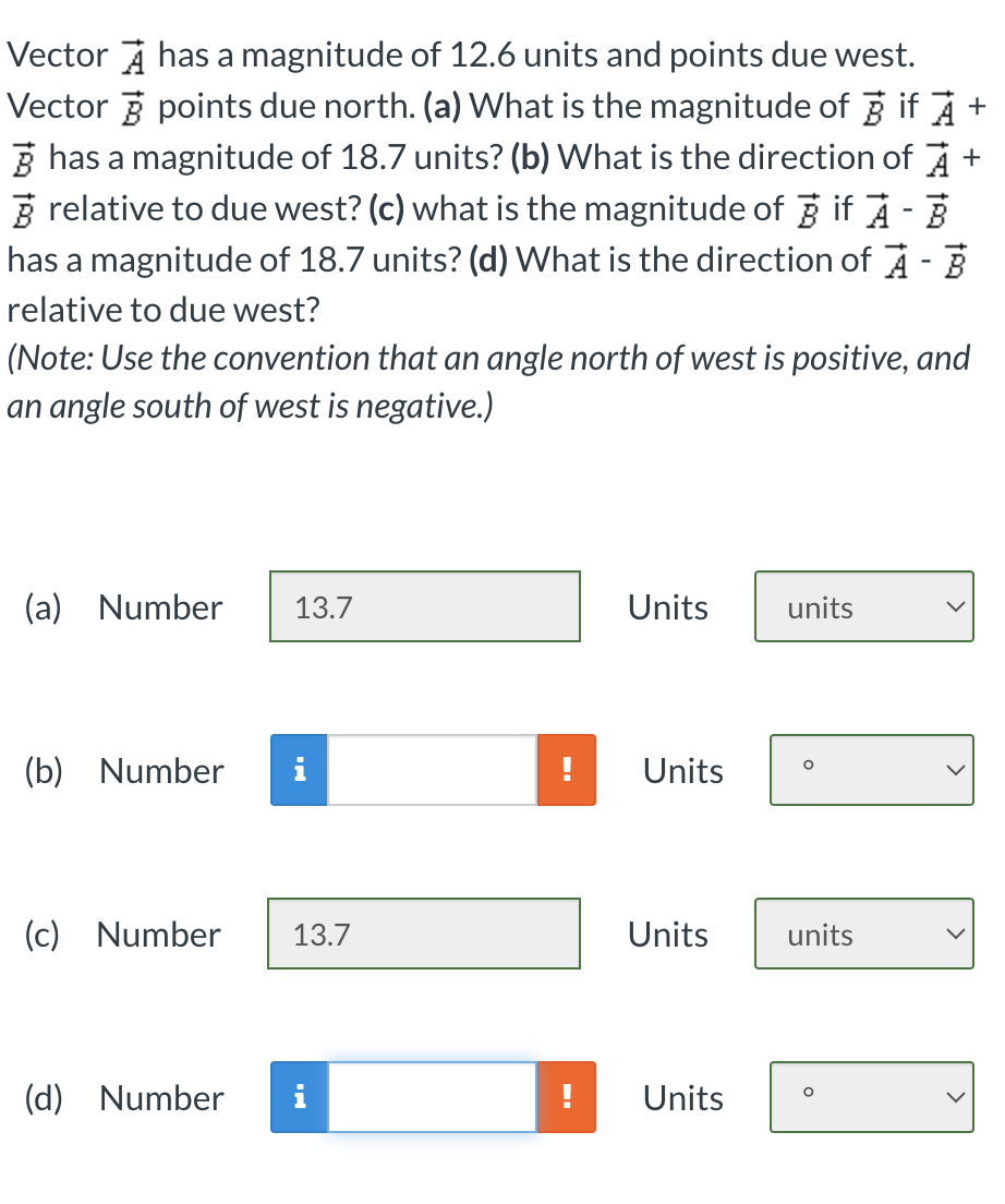Solved Vector vec(A) ﻿has a magnitude of 12.6 ﻿units and | Chegg.com