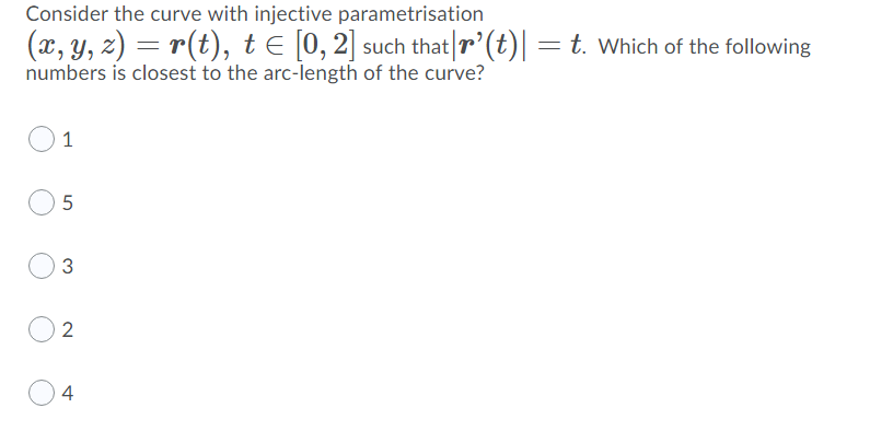 Solved Consider the curve with injective parametrisation (2, | Chegg.com