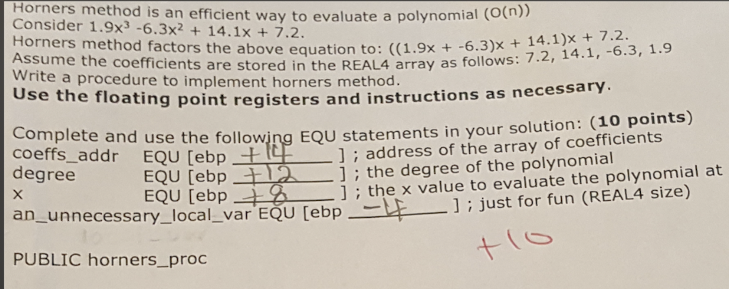 Horners method is an efficient way to evaluate a | Chegg.com