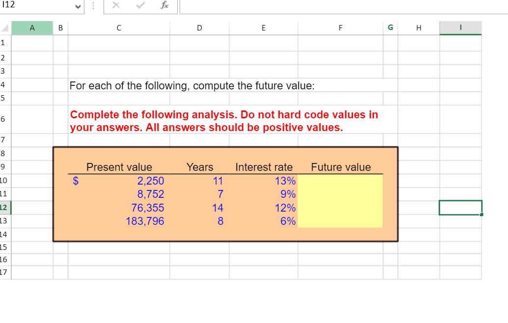 Solved |12 For each of the following, compute the future | Chegg.com