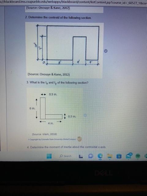 Solved 1. Determine the centroid of the following section. | Chegg.com