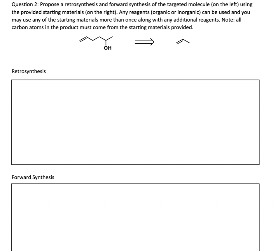 Solved Question 2: Propose a retrosynthesis and forward | Chegg.com
