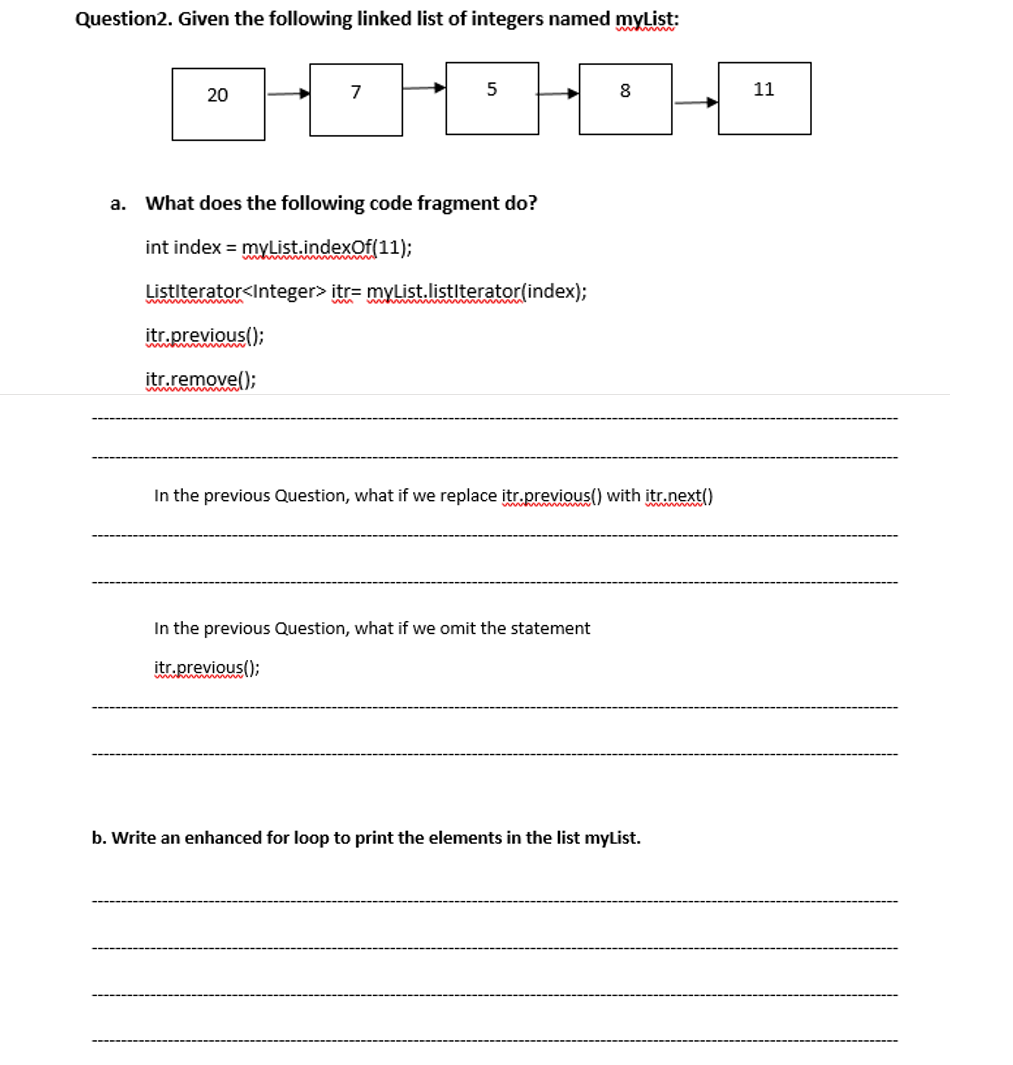 Solved Question2. Given the following linked list of | Chegg.com