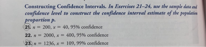 Solved Constructing Confidence Intervals. In Exercises | Chegg.com Solved Constructing Confidence Intervals. In Exercises | Chegg.com