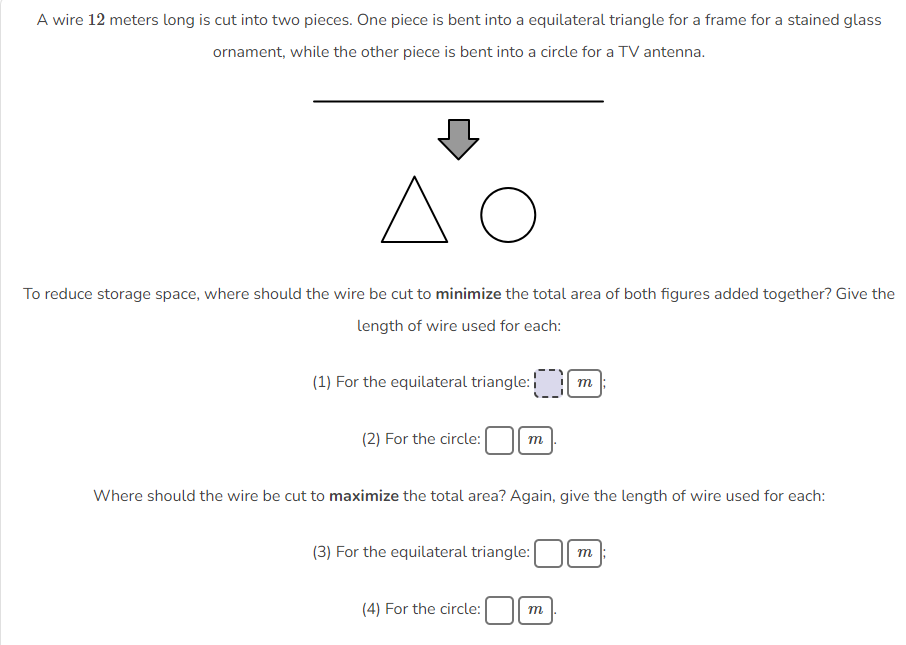 Solved A wire 12 meters long is cut into two pieces. One | Chegg.com