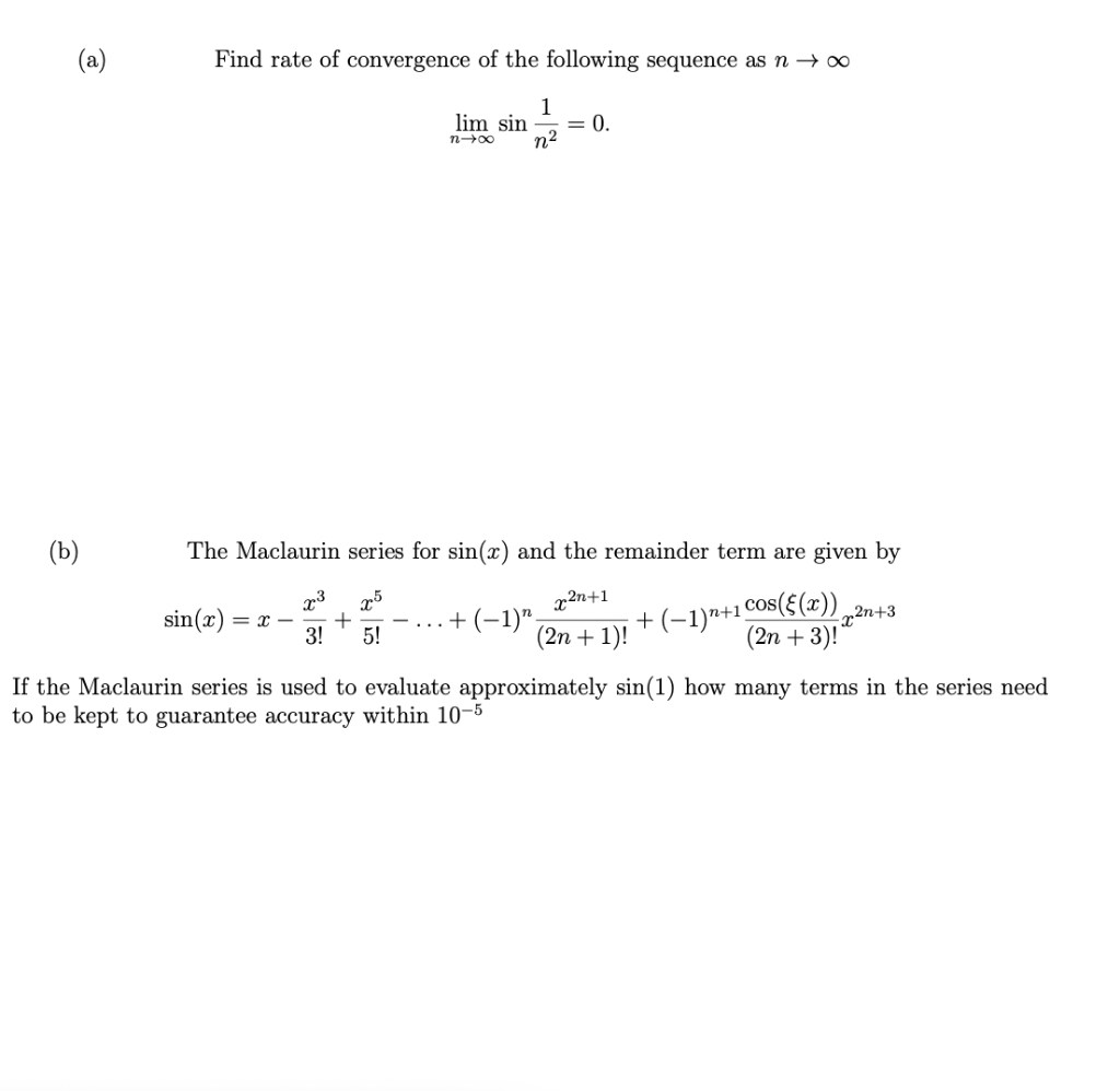 Solved (a) Find rate of convergence of the following | Chegg.com