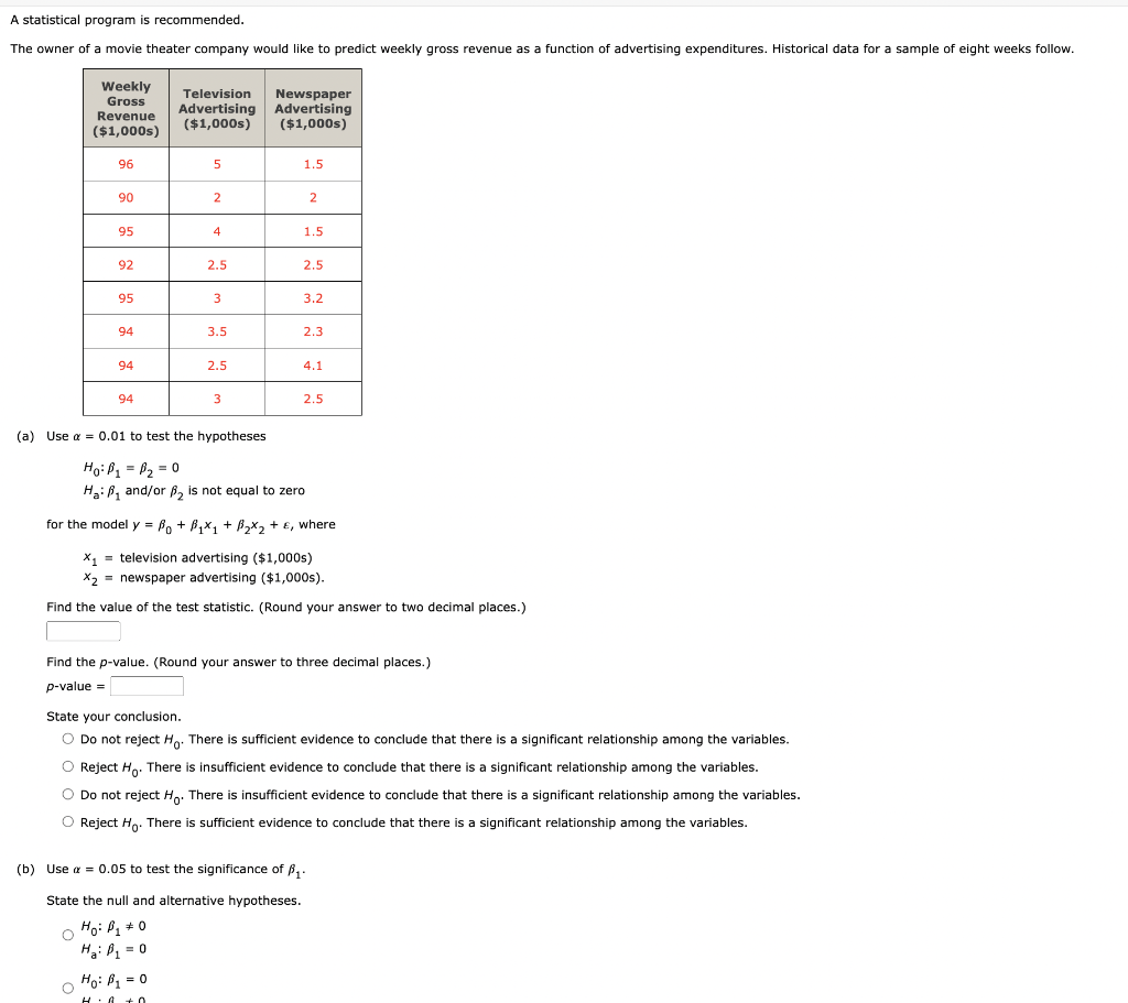 Solved A statistical program is recommended. The owner of a | Chegg.com