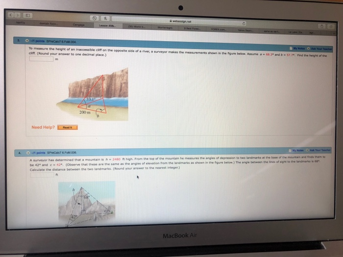 Solved s To measure the height of an inaccessible ciff on | Chegg.com