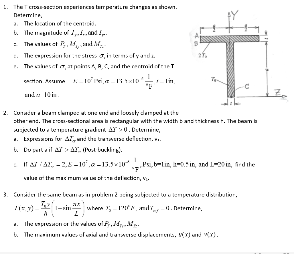 Solved The T ﻿cross-section experiences temperature changes | Chegg.com