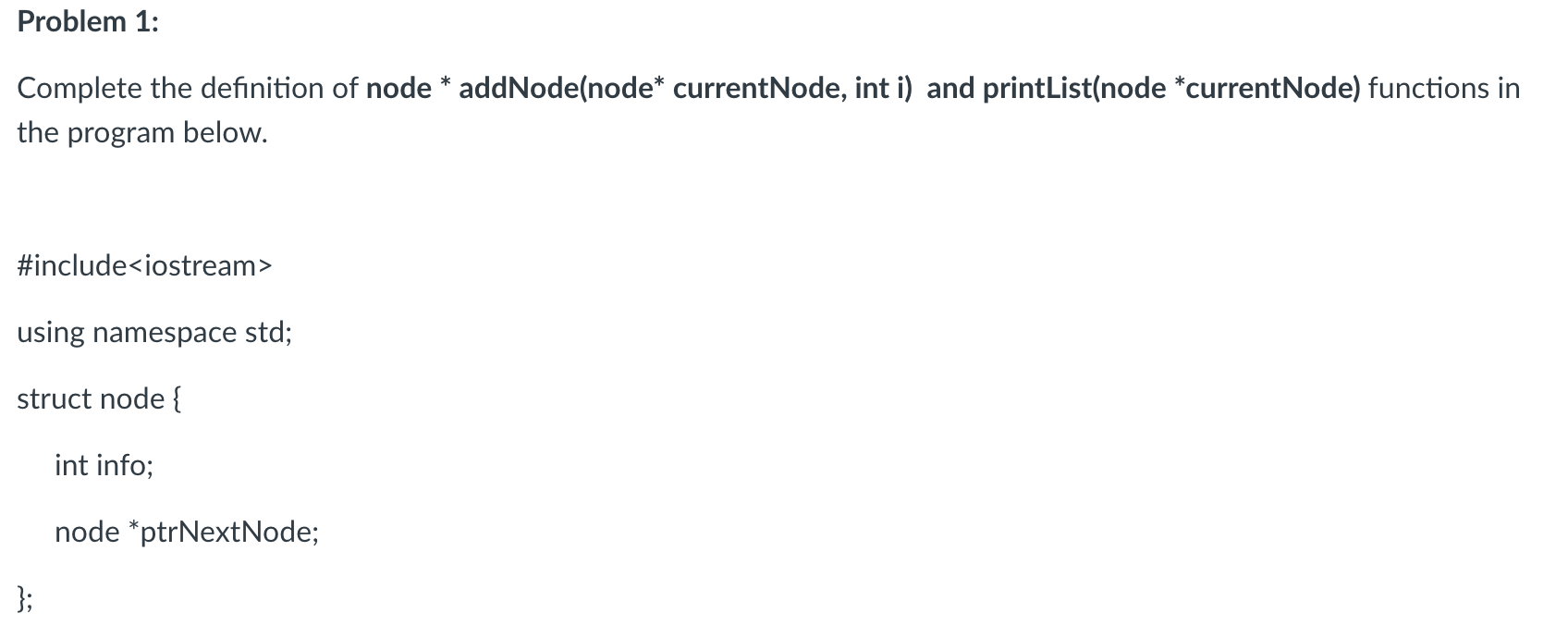 Solved Problem 1: * Complete the definition of node * | Chegg.com