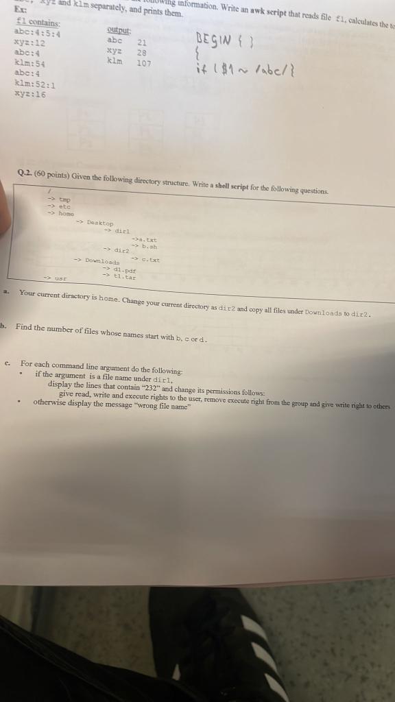 Solved Information Write An Awk Script That Reads File £1 