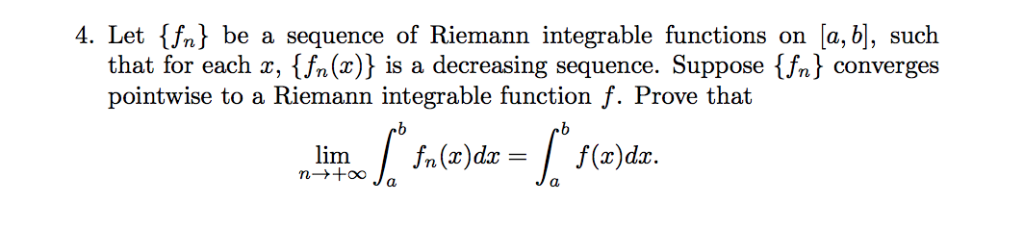 Solved be a sequence of Riemann integrable functions on | Chegg.com
