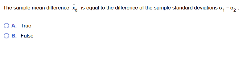 Solved The sample mean difference X, is equal to the | Chegg.com
