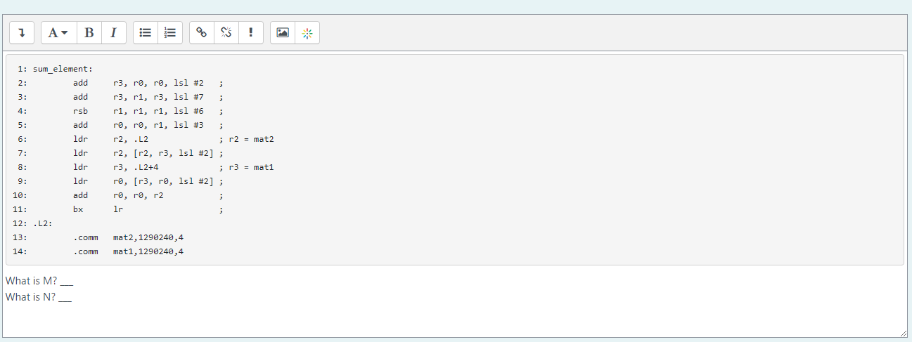 Solved In the following source code, M and N are constants | Chegg.com
