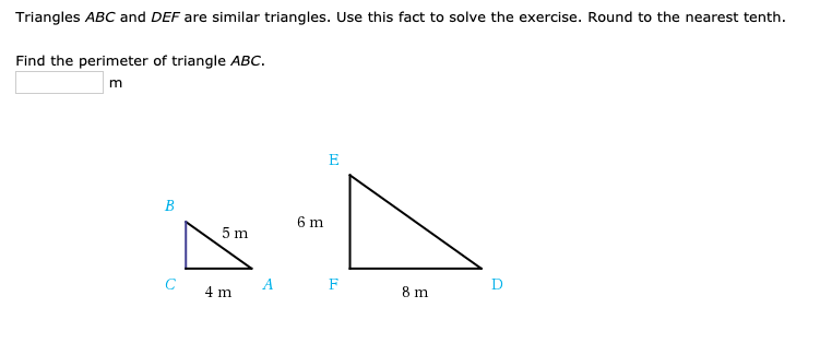 Solved Triangles ABC and DEF are similar triangles. Use this | Chegg.com