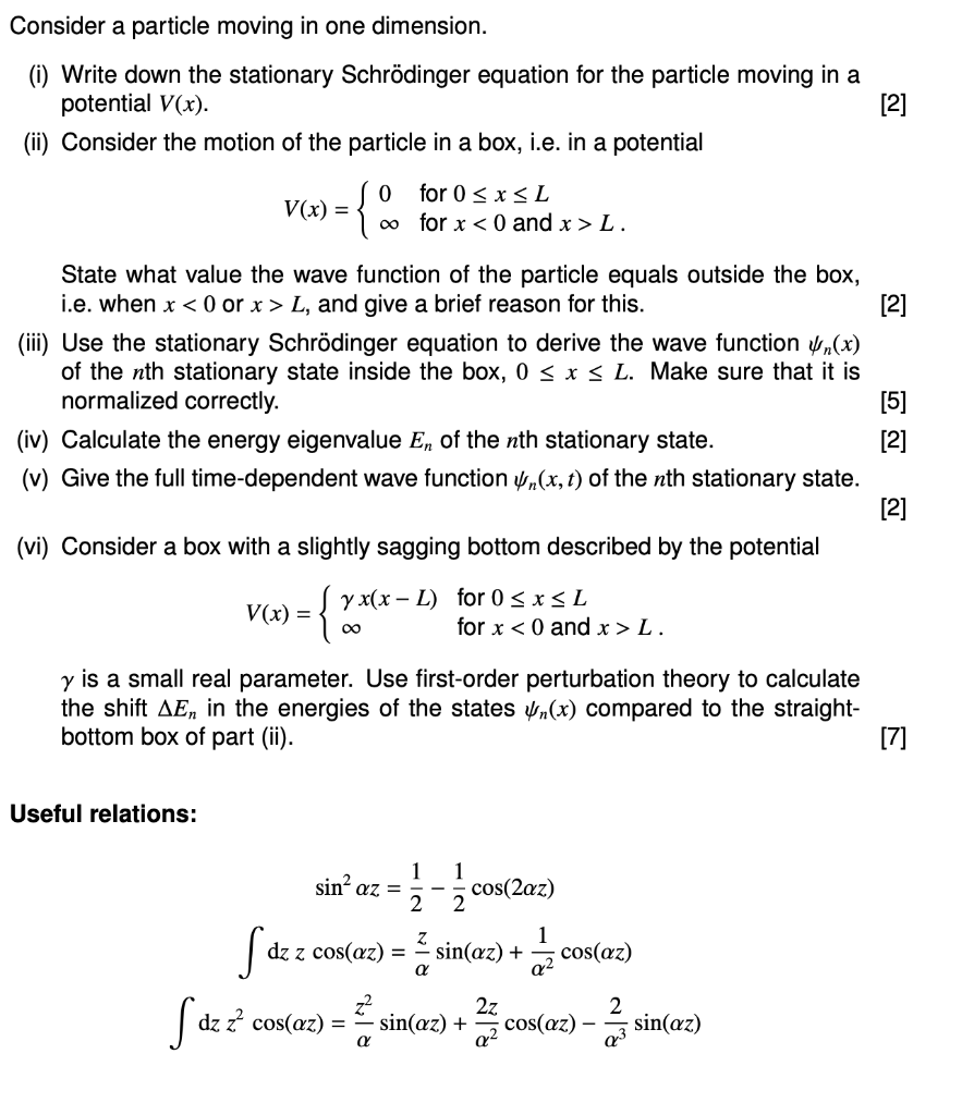 Solved Consider a particle moving in one dimension. (i) | Chegg.com