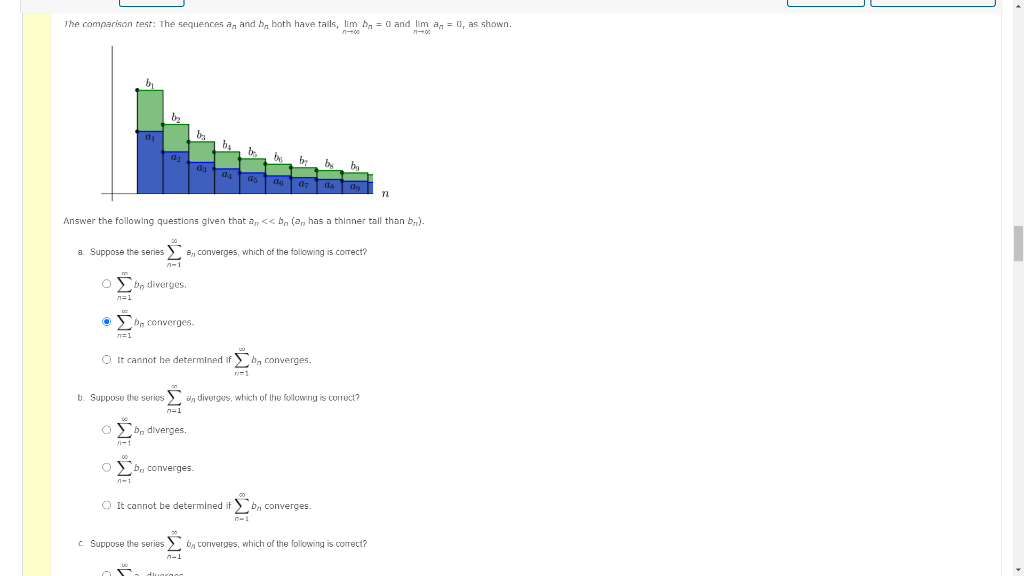 Solved The comparison test: The sequences a, and by both | Chegg.com