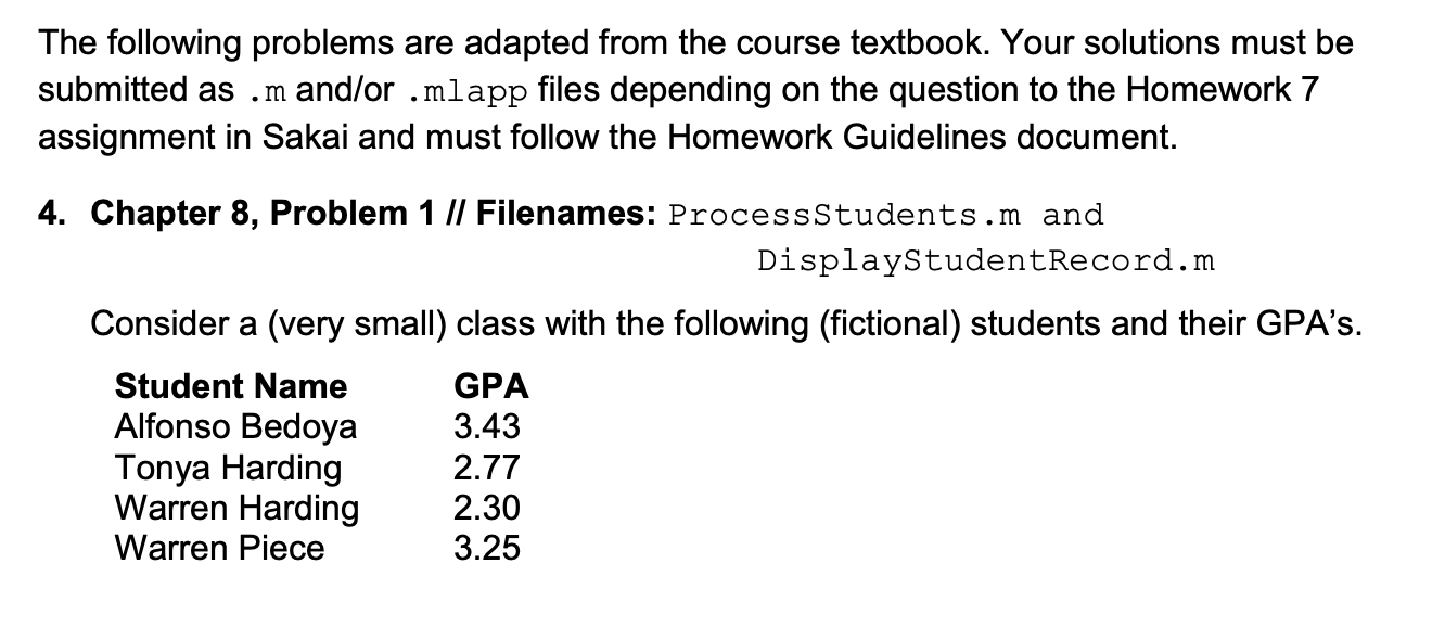 Solved matlab only no fprint use function file. the student | Chegg.com