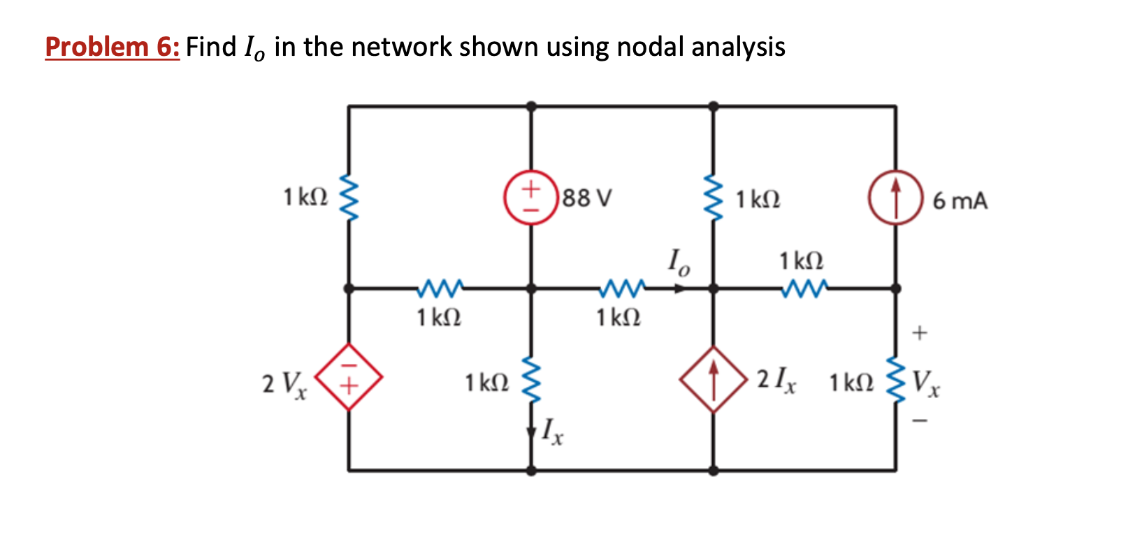 Solved Problem 6: Find 1, in the network shown using nodal | Chegg.com