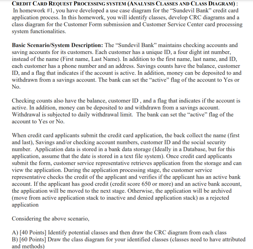 Solved CREDIT CARD REQUEST PROCESSING SYSTEM (ANALYSIS | Chegg.com