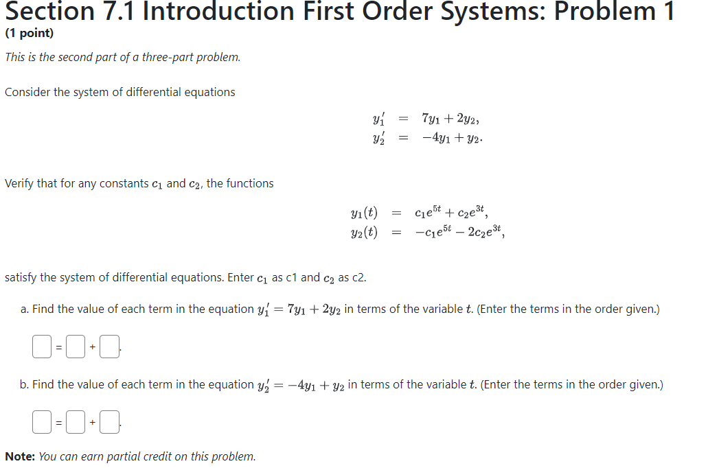 Solved Section 7 1 Introduction First Order Systems Problem
