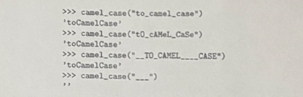 Solved 3. camel_case (var_name) It takes a string as a | Chegg.com