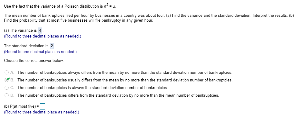 Solved Use the fact that the variance of a Poisson | Chegg.com