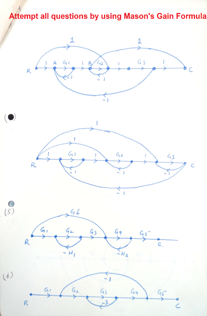 Solved Using Mason's gam Formula Find the Transfer Functions | Chegg.com