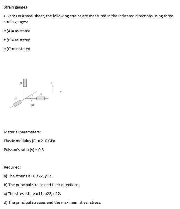 Strain gauges Given: On a steel sheet, the following | Chegg.com