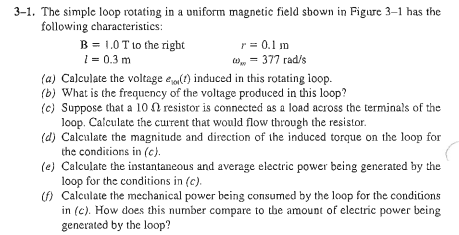 Solved The simple loop rotating in a uniform magnetic field | Chegg.com