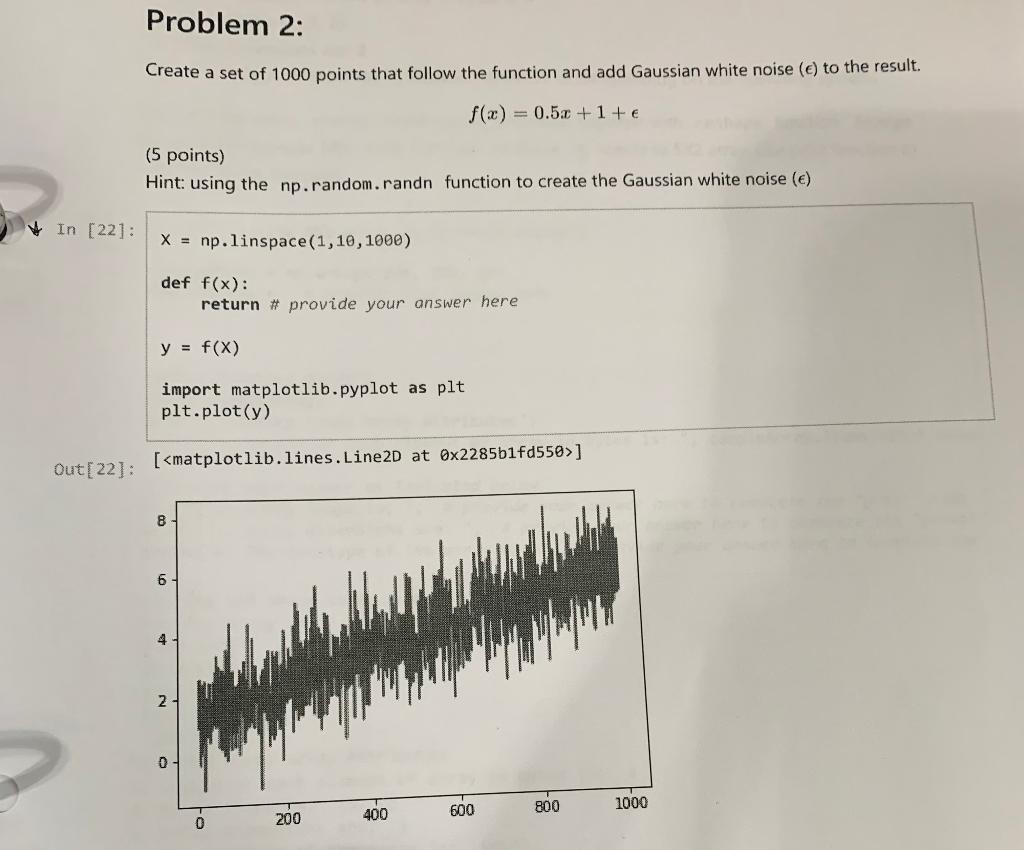 Solved Create a set of 1000 points that follow the function | Chegg.com
