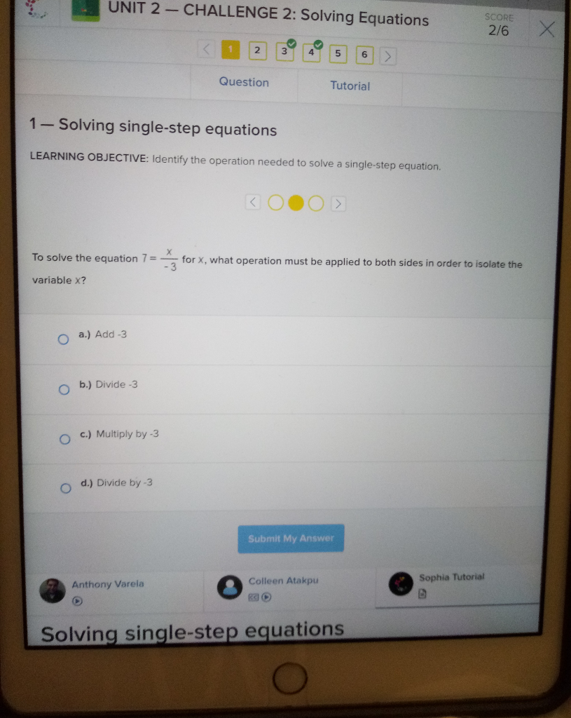 Solved UNIT 2 - CHALLENGE 2: Solving Equations SCORE 2/6 Х 2 | Chegg.com