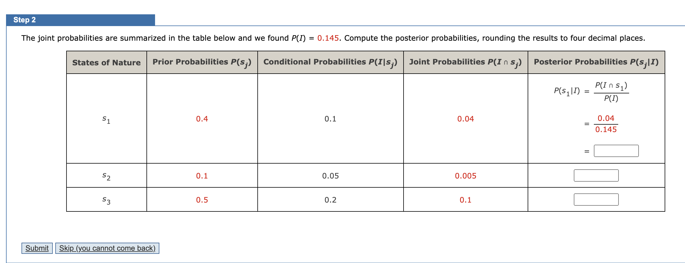 Solved P(I)=0.145. Compute the posterior probabilities, | Chegg.com