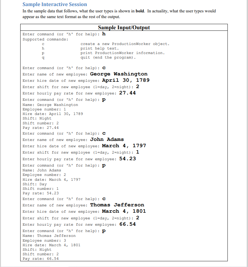 Solved Employee class - provided as "starter code" The | Chegg.com