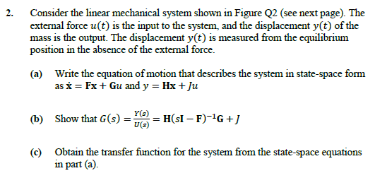Consider the linear mechanical system shown in Figure | Chegg.com