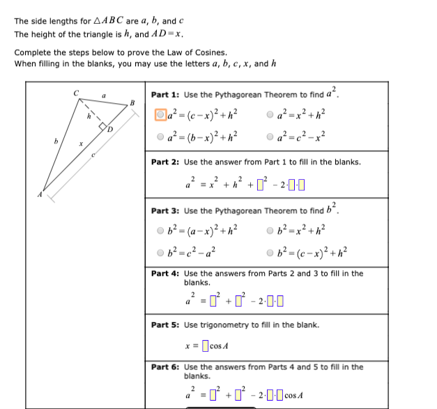 Solved The side lengths for AABC are a, b, and c The height | Chegg.com